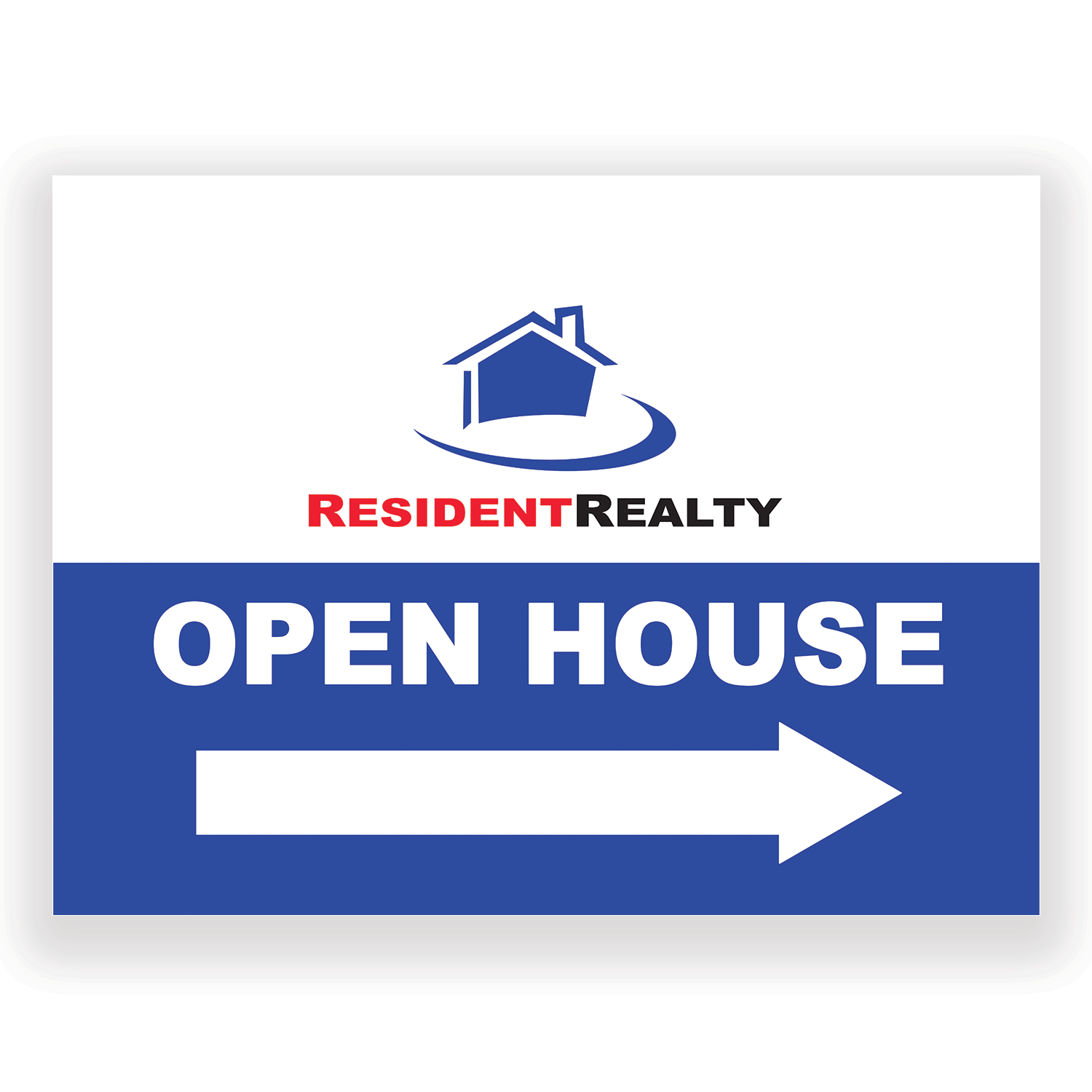 Resident Realty "Open House" Lawn Sign(s) w/ H-Stakes | 24"W x 18"H Co